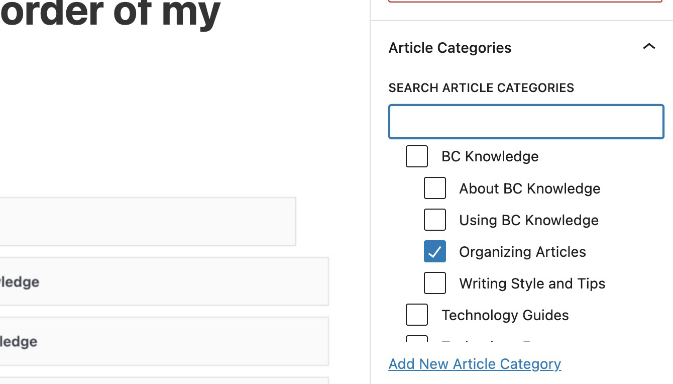 How do I assign categories to my articles? – BC Knowledge for Employees