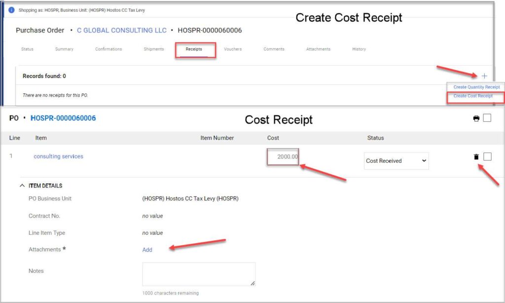 CUNYBuy: Create Receipt - BC Knowledge for Employees