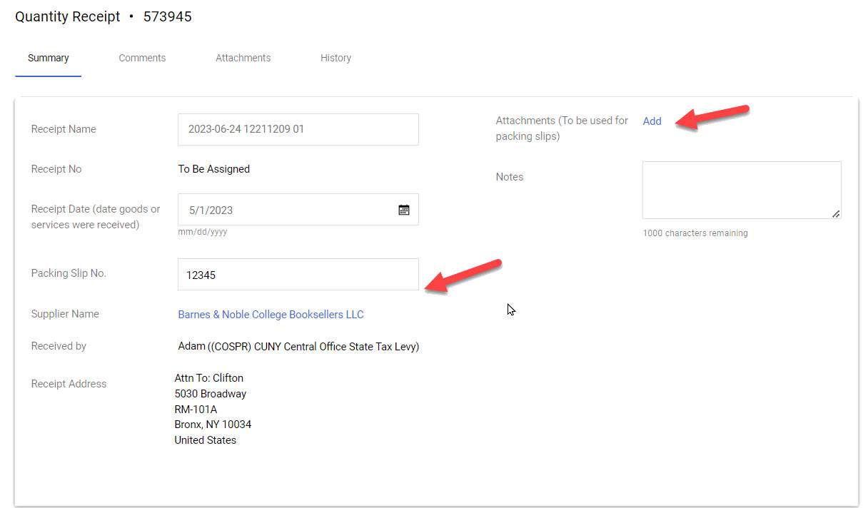 CUNYBuy: Create Receipt - BC Knowledge for Employees